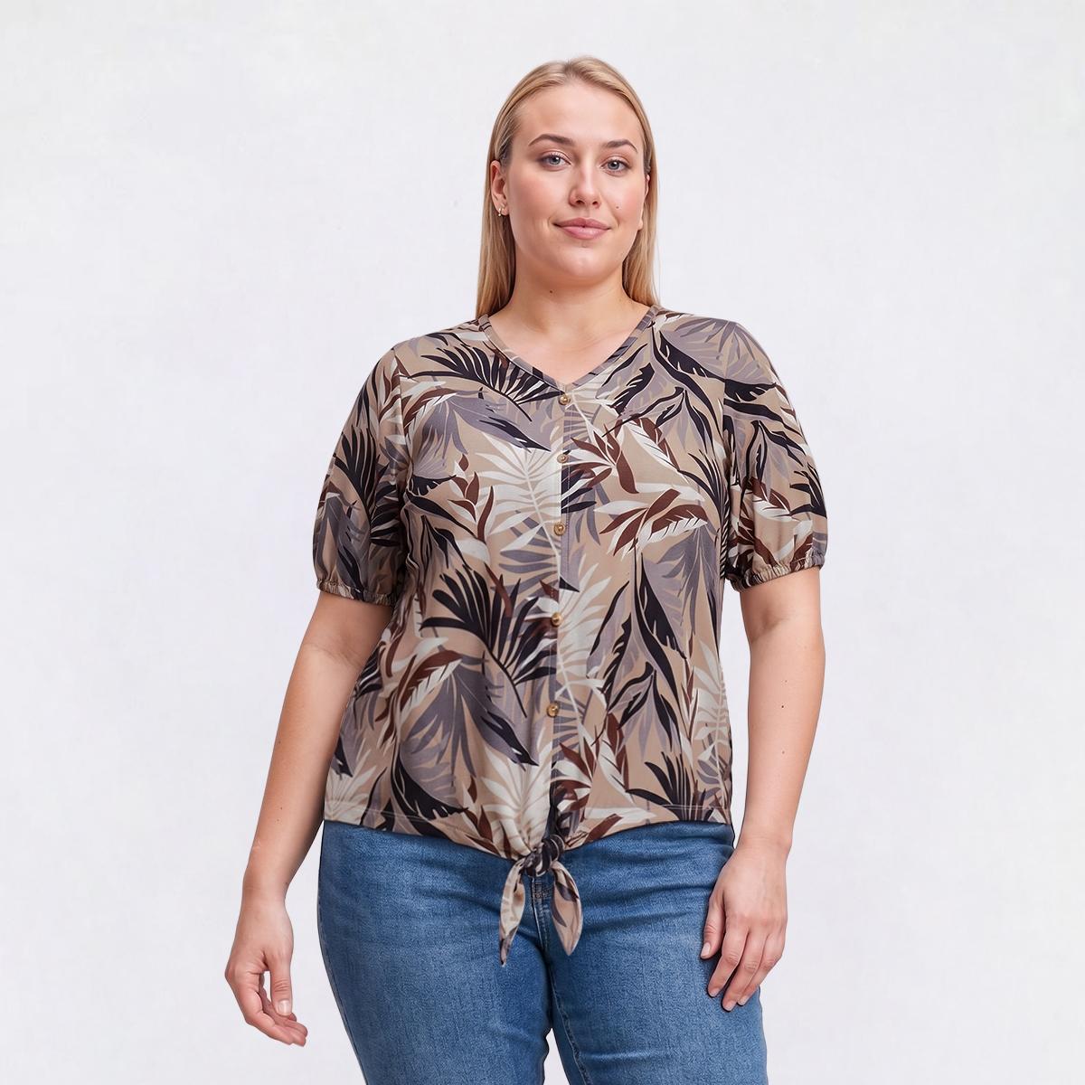 Click here for Plus Size Emily Daniels Elbow Sleeve Tropical Tie... prices